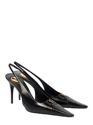 Saint Laurent Babylone Breteuil 90 Leather Slingback Pumps - Black