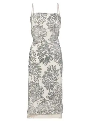 JACQUES WEI Floral Embellished Silk-Blend Slip Dress
