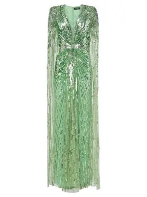 Jenny Packham Gold Rush Sequined Gown - Green