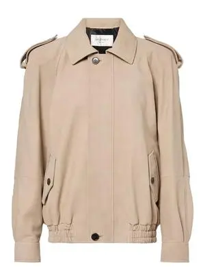Saint Laurent Leather Jacket - Beige