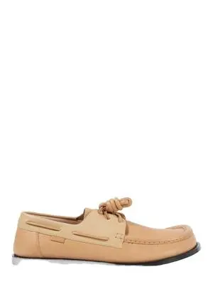 Loewe Campo Leather Boat Shoes - Beige