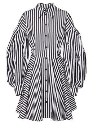 Nina Ricci Striped Cotton Poplin Midi Shirt Dress - Blue