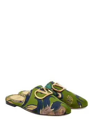 Valentino Garavani Vlogo Jacquard Mules - Green