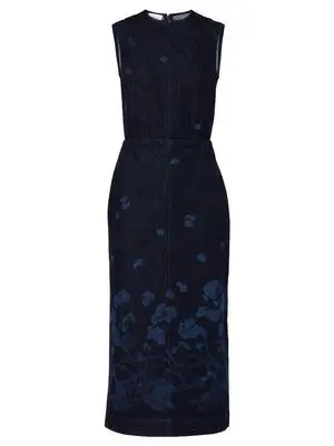 Erdem Floral Denim Midi Dress - Blue