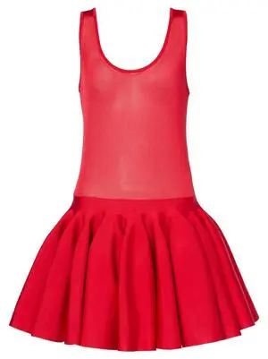 Alaïa Sheer Knitted Mini Dress - Red