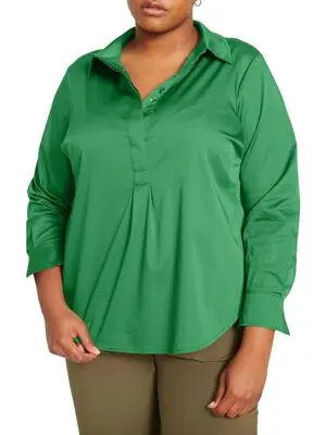 Universal Standard Universal Standard Elbe Stretch Poplin Shirt Kelly Green
