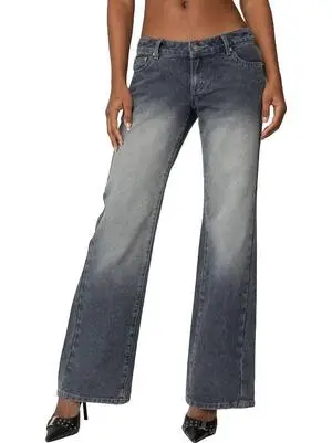 EDIKTED EDIKTED Alysse Low Rise Wide Leg Jeans Gray-washed