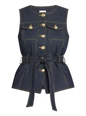 Cinq À Sept Reenee Belted Denim Vest - Indigo