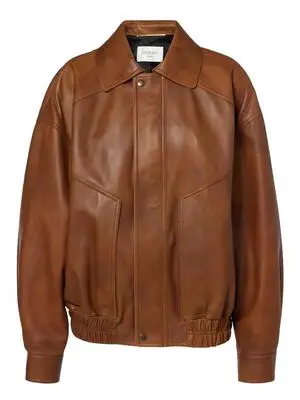 Saint Laurent Leather Bomber Jacket - Brown