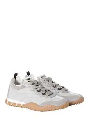 Miu Miu Tyre Technical Fabric And Suede Sneakers - Cloudy Gray
