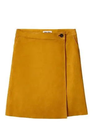 Miu Miu Suede Wraparound Skirt - Whiskey