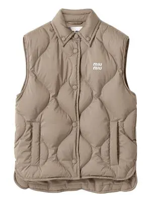 Miu Miu Technical Pongee Down Vest - Clay Grey