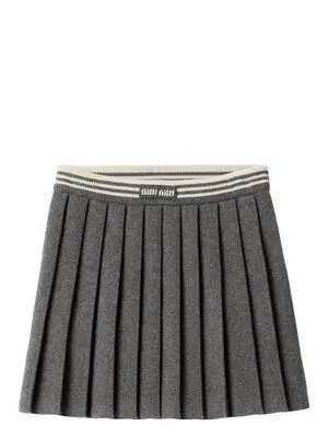 Miu Miu Wool And Cashmere Knit Mini Skirt - Slate Gray