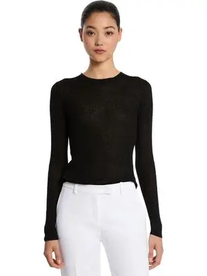 Michael Kors Hutton Ribbed Fine Knit Sweater - Black