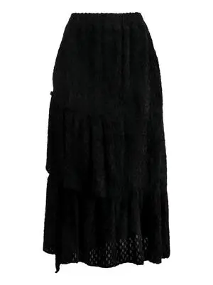 TOUT A COUP Tiered A-line Midi Skirt - Black