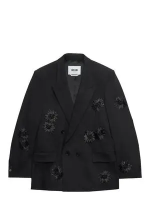 MSGM Floral-appliqué Blazer - Black