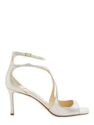 JIMMY CHOO Azia 75 Metallic Leather Sandals - Gold