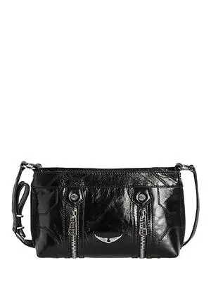 Zadig&Voltaire Wing-embellished Leather Shoulder Bag - Noir