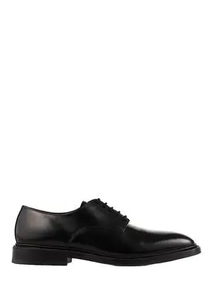 Sandro Glazed Leather Derby Shoes - Black