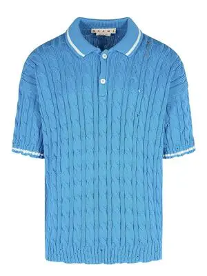 Marni Polo Shirt In Cotton - Light Blue
