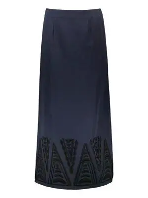YVES SALOMON Embroidered Maxi Skirt - Blue