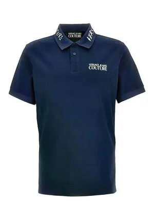 Versace Logo-embroidered Polo Shirt - Blue
