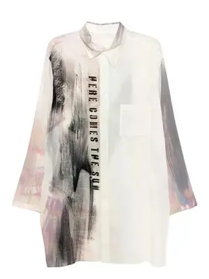 Yohji Yamamoto Abstract Print Oversized Shirt - Neutrals