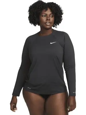 Nike Essential Dri-fit Long-sleeve Hydroguard Swim Top - Black
