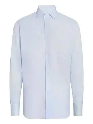 Zegna Micro-checked 300 Cotton Shirt - Blue