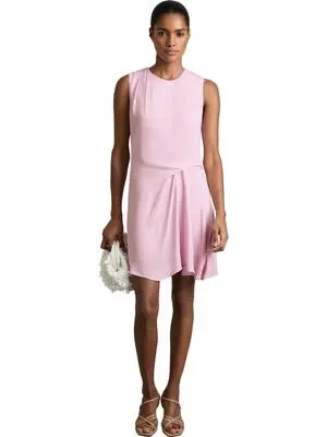 REISS Elina Draped Tuck Mini Dress - Pale Pink