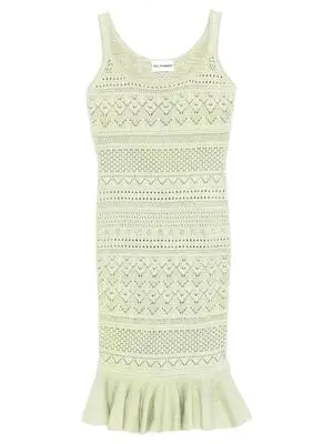 DES_PHEMMES Openwork Knitted Midi Dress - Green