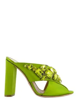 Giambattista Valli Crystal-embellished Mules - Green
