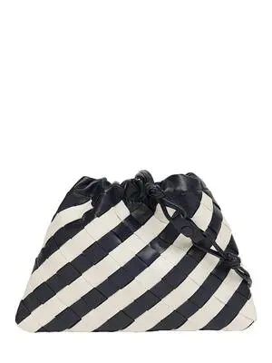 Bottega Veneta Small Striped Leather Pouch Crossbody Bag - Space/chalk