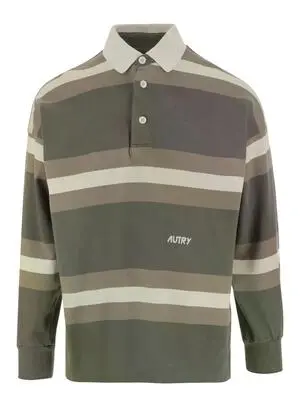 AUTRY Striped Cotton Polo Shirt - Green
