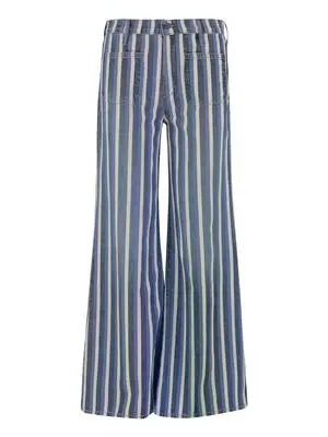 MOTHER MOTHER Striped Wide-Leg Jeans