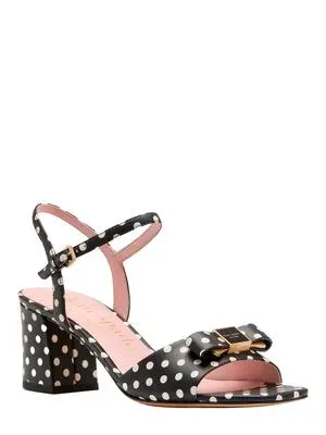 Kate Spade New York Bow Leather Sandals - Black/ Cream
