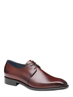 Johnston & Murphy Collection Larson Plain Toe Derby - Mahogany Italian Calfskin