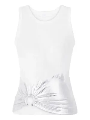 Rabanne Piercing-appliqué Ribbed Tank Top - White