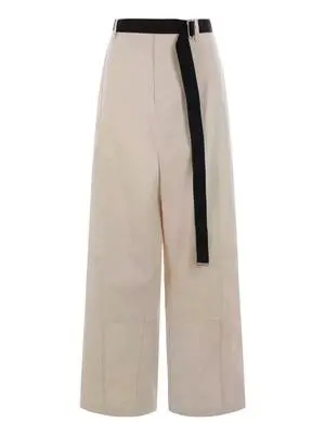 Plan C Belted Canvas Trousers - Neutrals