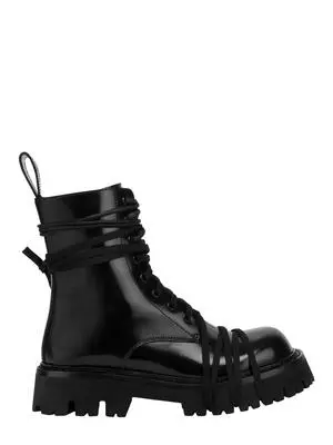 Moschino Lace-up Combat Boots - Black