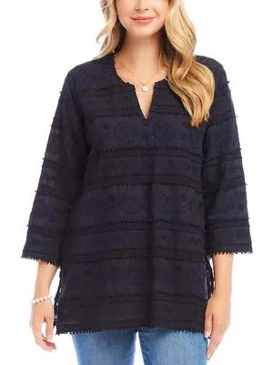 Karen Kane Embroidered Tunic - Navy