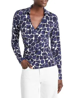 NIC+ZOE Geo Pebble Knit Wrap Top - Indigo Multi