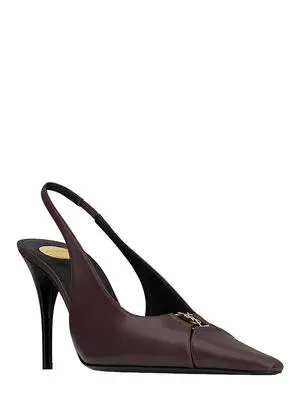 Saint Laurent Babylone Breteuil Slingback Pumps - Bordeaux Smooth Leather