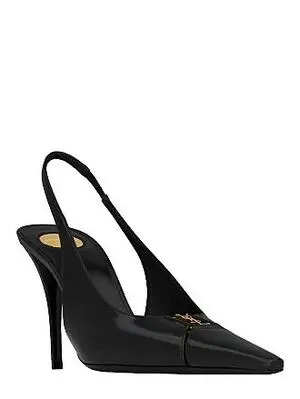 Saint Laurent Babylone Breteuil Slingback Pumps - Noir Smooth Leather