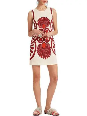 La DoubleJ Stretch Placee Medallion Tunic Dress - Medallion Placee Cream