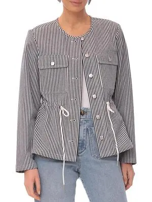 Bagatelle Collarless Striped Jacket - Nautical Stripes