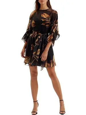 Ted Baker London Printed Mini Dress - Black