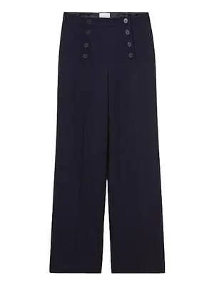Claudie Pierlot Flared Wide-leg Mid-rise Trousers - Bleus