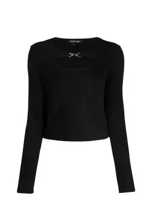 TOUT A COUP Buckle Detail Cropped Top - Black