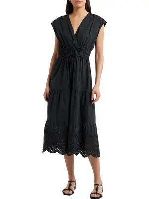 Rails Lucia Tiered Midi Dress - Black Eyelet